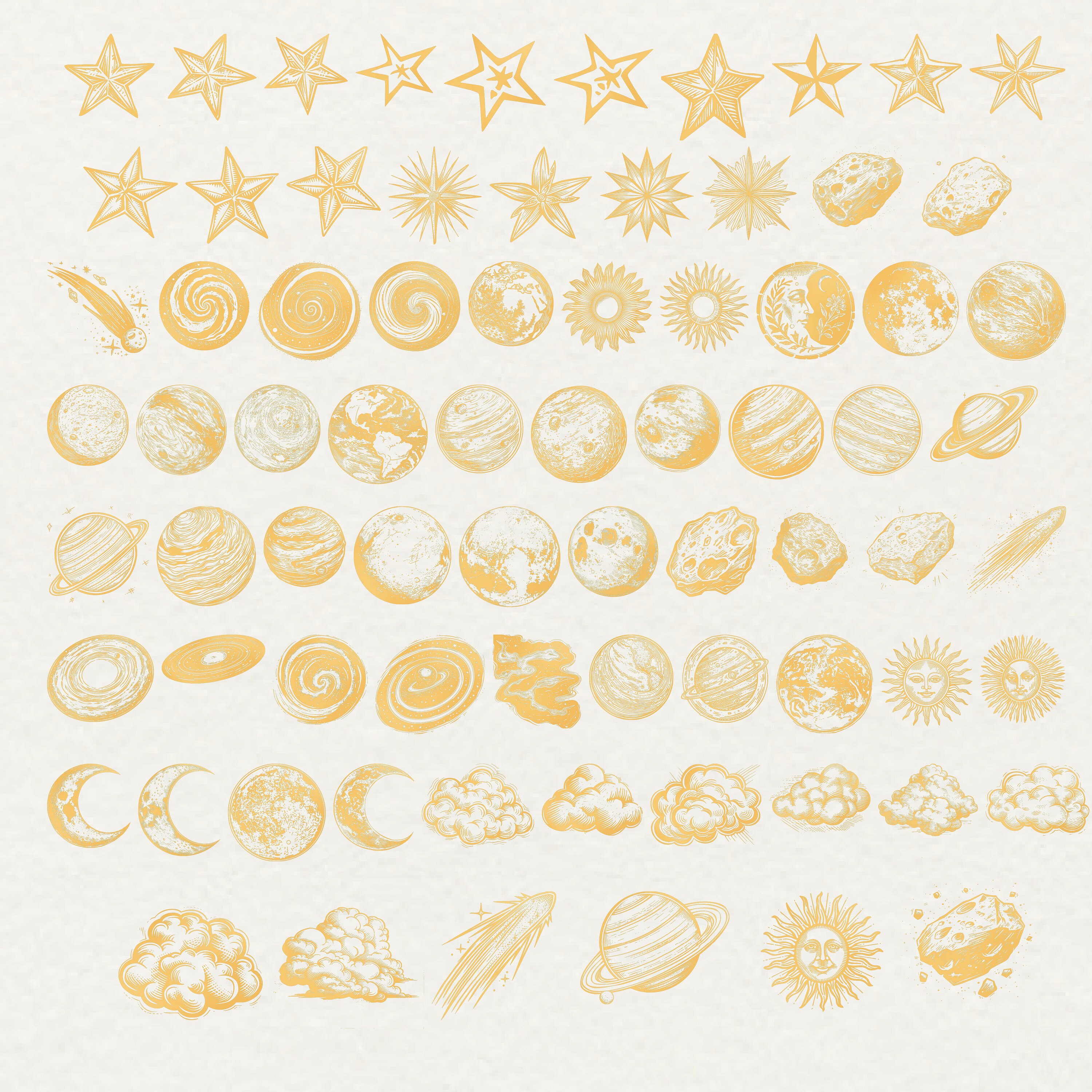 Space Clipart Bundle: Galaxy Planets, Stars, Moon (SVG/PNG) - Etsy