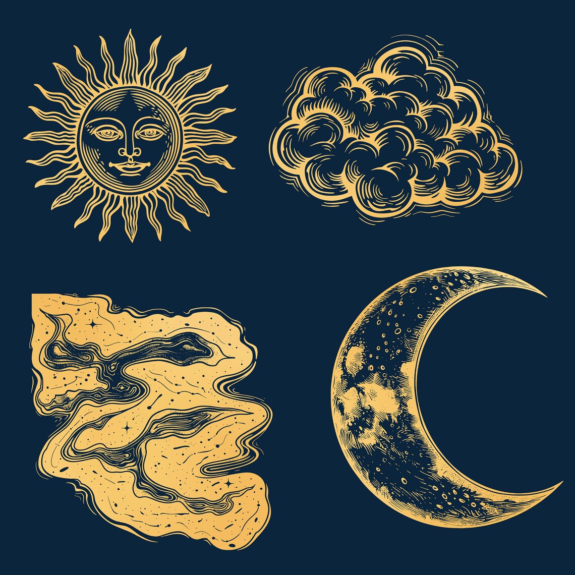 Space Clipart Bundle: Galaxy Planets, Stars, Moon (SVG/PNG) - Etsy