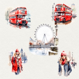 Christmas London Clipart, 39 Png Watercolor Snowy London Winter ...