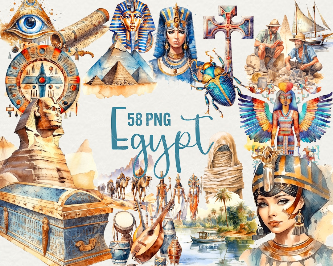 Watercolor Egypt Clipart, 58 PNG, Egypt Clipart, Scrapbooking Travel ...