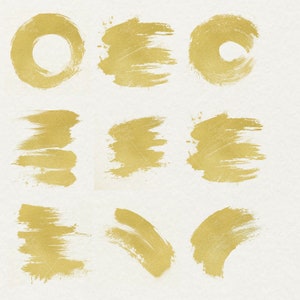 Gold Brushes Clipart, 30 Png Golden Brush Strokes, Gold Paint Elements ...