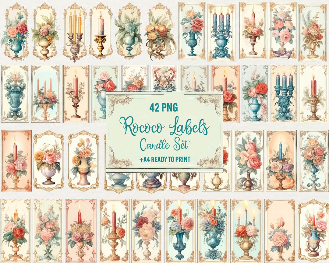 Rococo Labels Clipart, Tag Clipart, 42 Png and 3 A4 Sheets Ready to ...