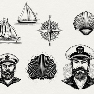 Line Drawing Ocean Clipart, Ocean Beach Clipart Nautical Clipart ...