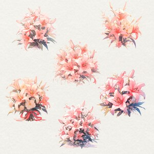 Watercolor Pastel Lilies Clipart Bundle, 20 Png Set, Lily Art Spring ...