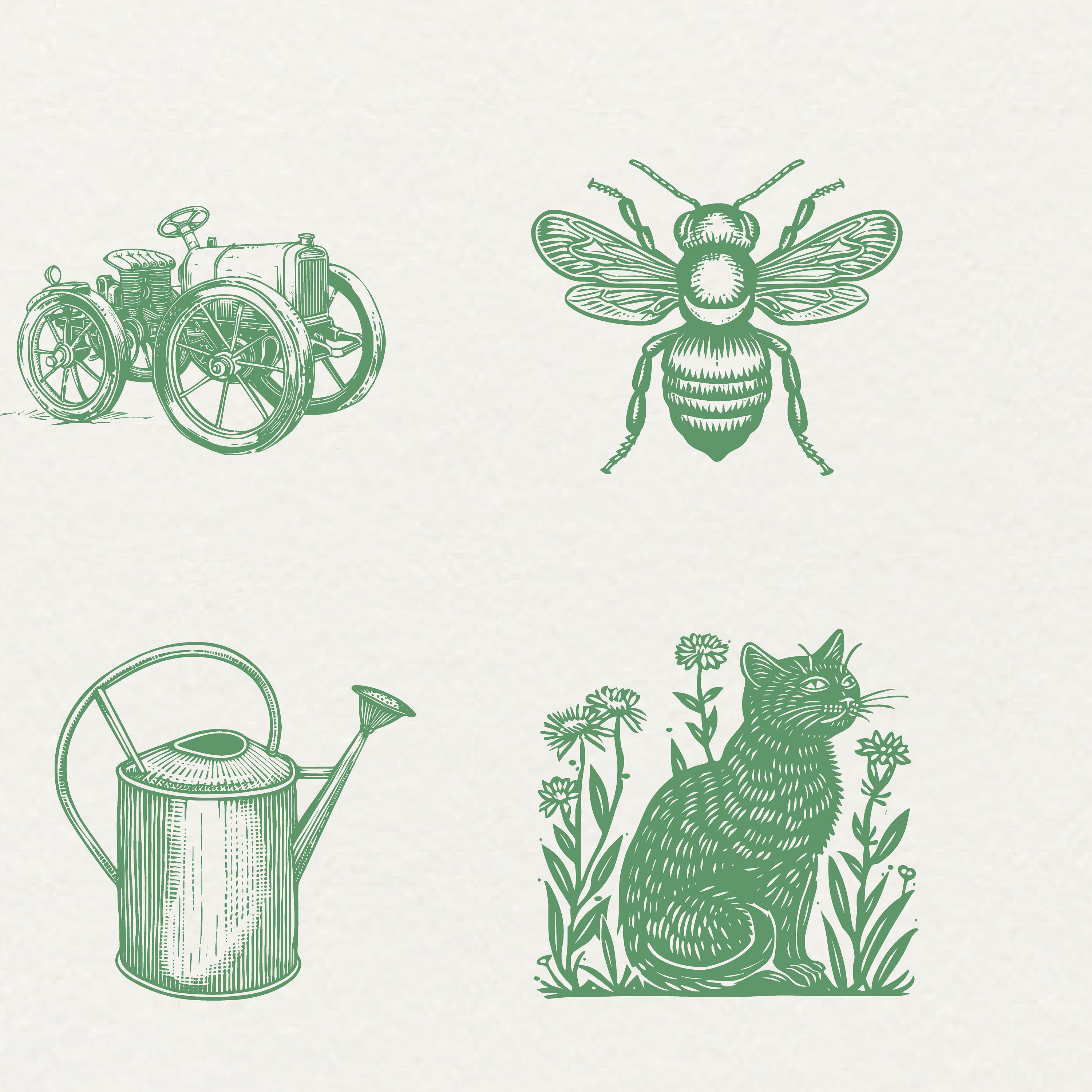 Vintage Garden Clipart Set: Tools, Plants, Scenes (73 PNG + 73 SVG ...