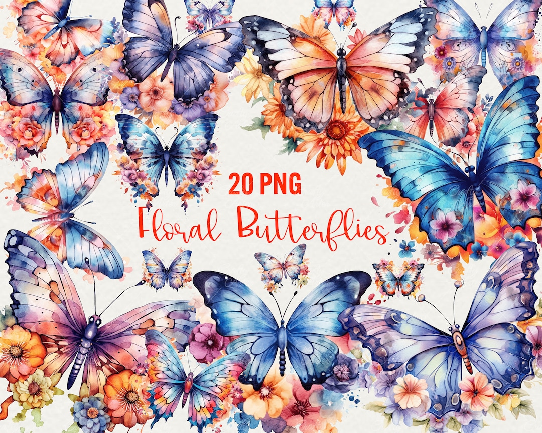 Watercolor Butterfly Clipart, Watercolor Butterflies Clip Art Floral ...