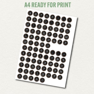 Vintage Typewriter Key Clipart, 45 Png Printable Typewriter Keys, Junk ...