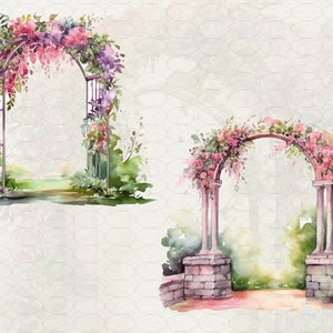 Watercolor Wedding Flower Arch Clipart, Wedding Ceremony Flowers ...
