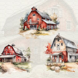 Farm Barn Watercolor Clipart, 19 Barn PNG, House Watercolor Clipart ...