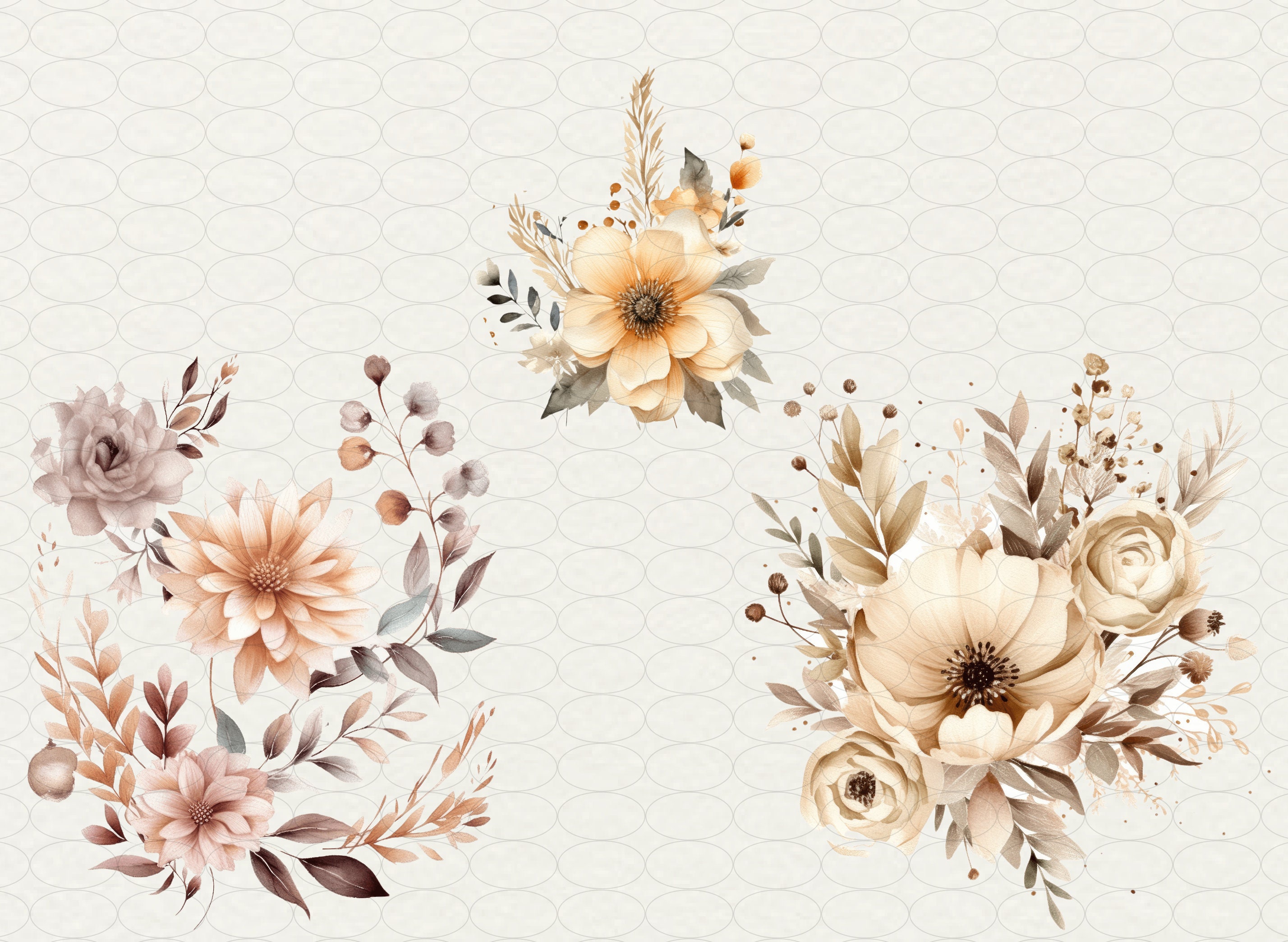 Elegant Boho Flowers Clipart 17 Png Digital Art Card - Etsy