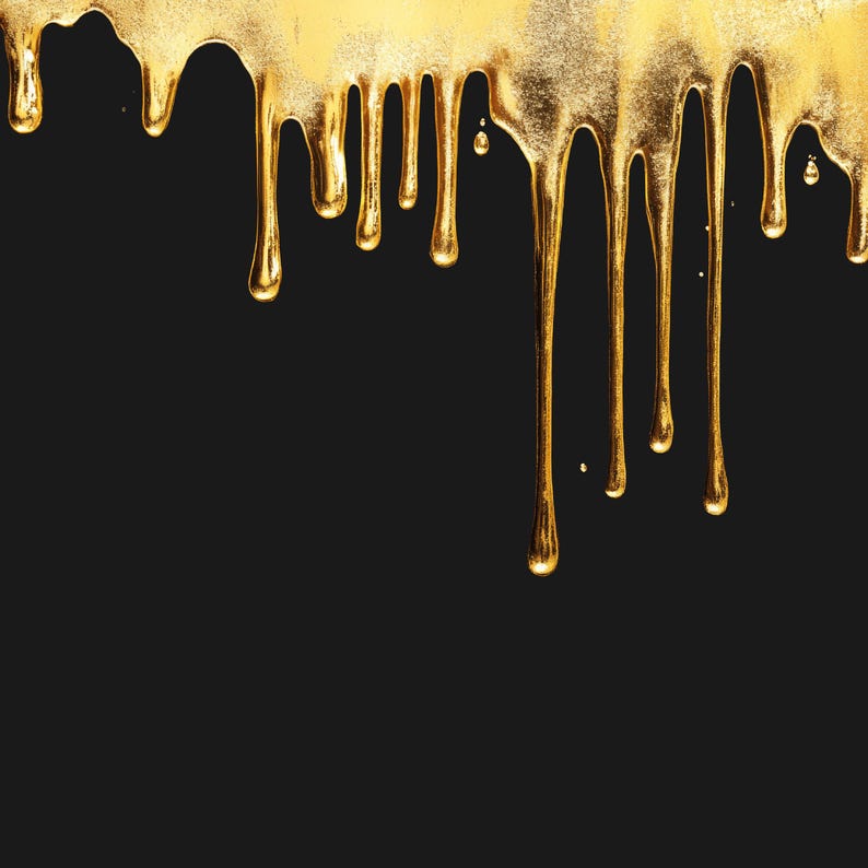 Gold Drip Clipart: Metallic Photo Overlays, Scrapbook PNG (digital ...