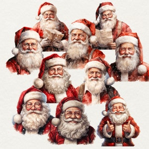 Watercolor Santa Claus Clipart, 26 Png Christmas Clipart, Winter Clip ...