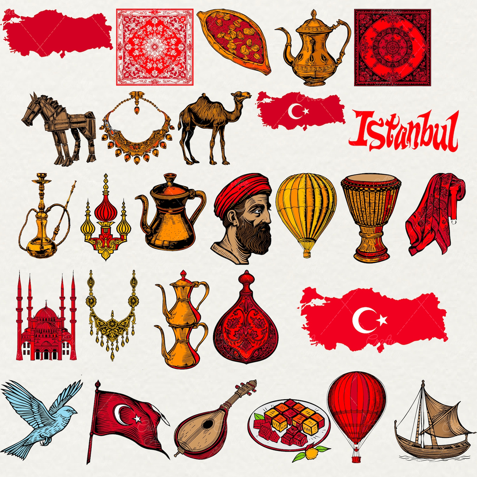 Turkish Clipart Mega Bundle: Istanbul, Ottoman Designs (63 PNG & 63 SVG ...