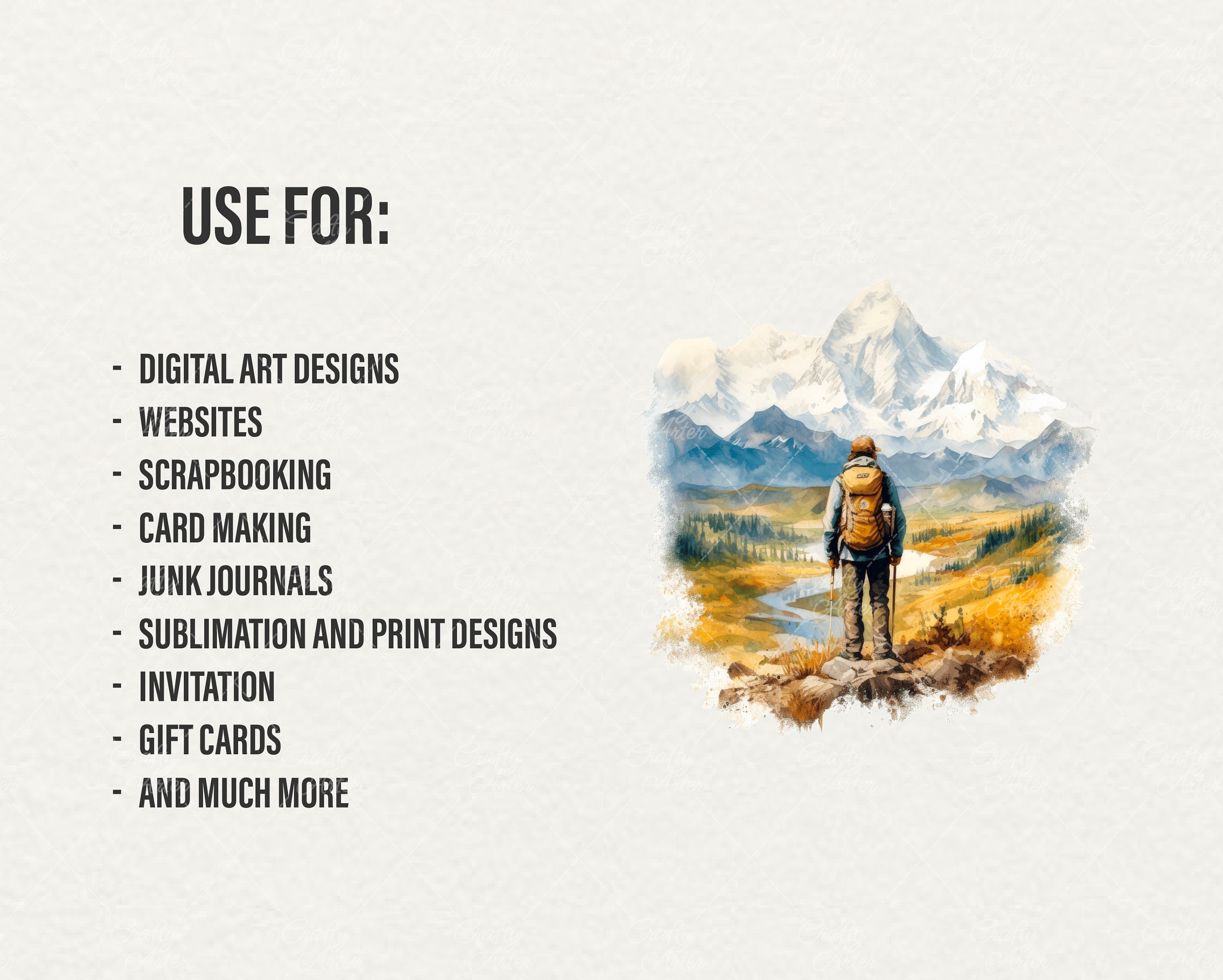 Watercolor Alaska Clipart: 37 PNG Landscape Illustrations (commercial ...