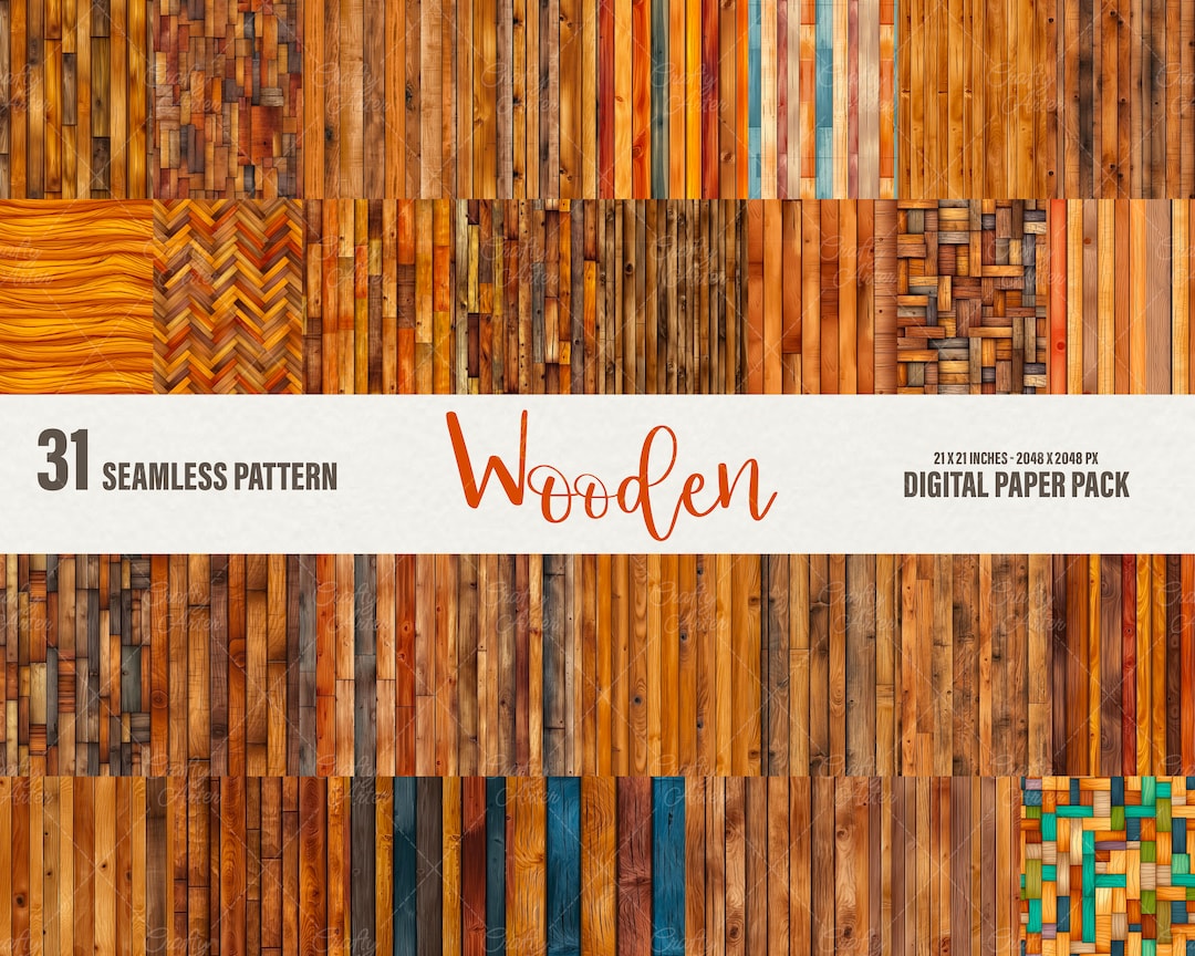 Seamless Wood Textures, Digital Paper Seamless Wooden Planks Texture 31 ...