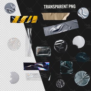 Tapes Stickers Clipart, 100 Png Tapes, Foil Stickers, Digital Tape ...