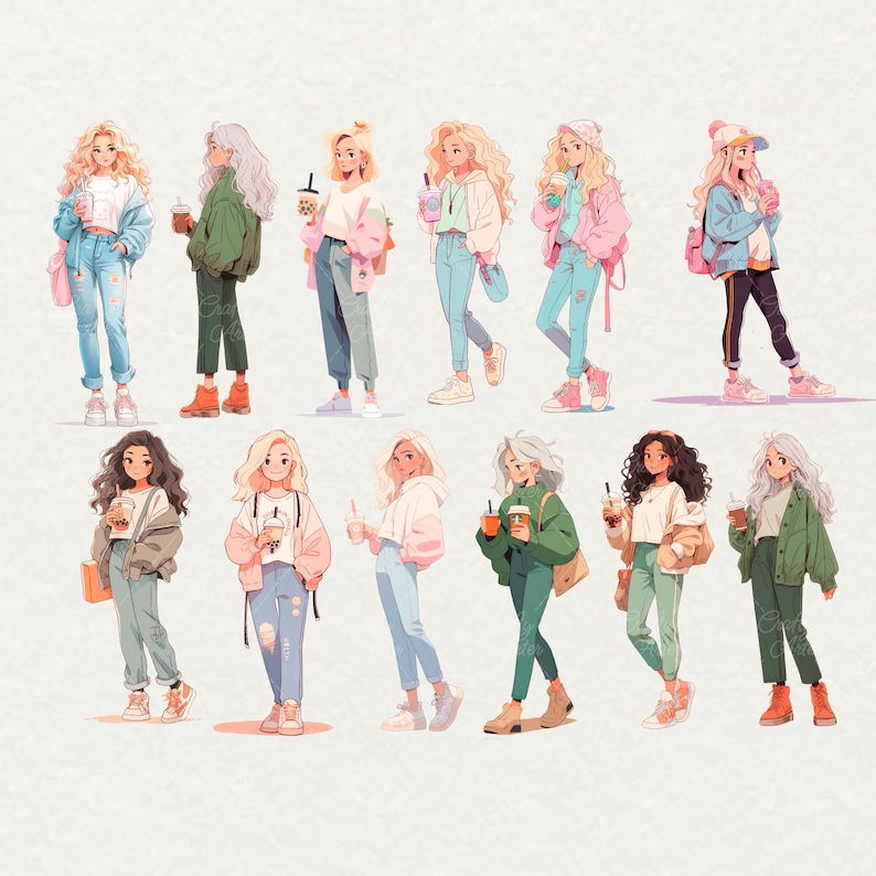 School Girls Clipart, 47 Png Fashion Teenager Girls, Cute Student Girl ...