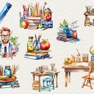 Watercolor School Clipart, Back to School Clipart, School Clipart 66 ...
