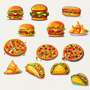Fast Food Clipart Bundle: 39 PNG Cartoon Graphics (commercial Use) - Etsy
