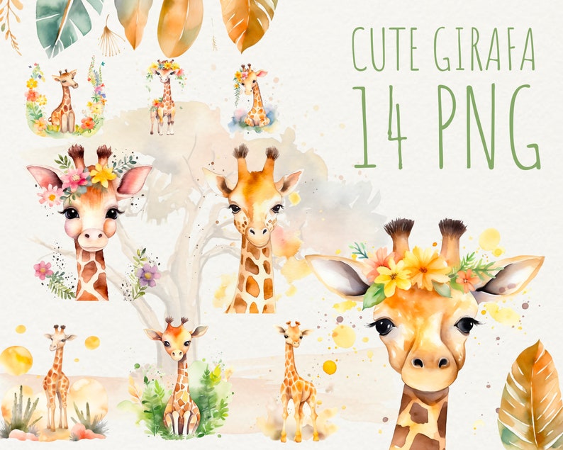 Cute Little Giraffe Clipart Watercolor Giraffe Illustration - Etsy