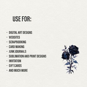Watercolor Black Roses Clipart, Gothic Rose 20 PNG, Dark Garden Fantasy ...