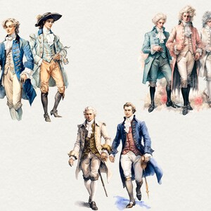 Rococo Mens Clipart, Watercolor Elegant Men Clipart, 20 PNG Rococo ...