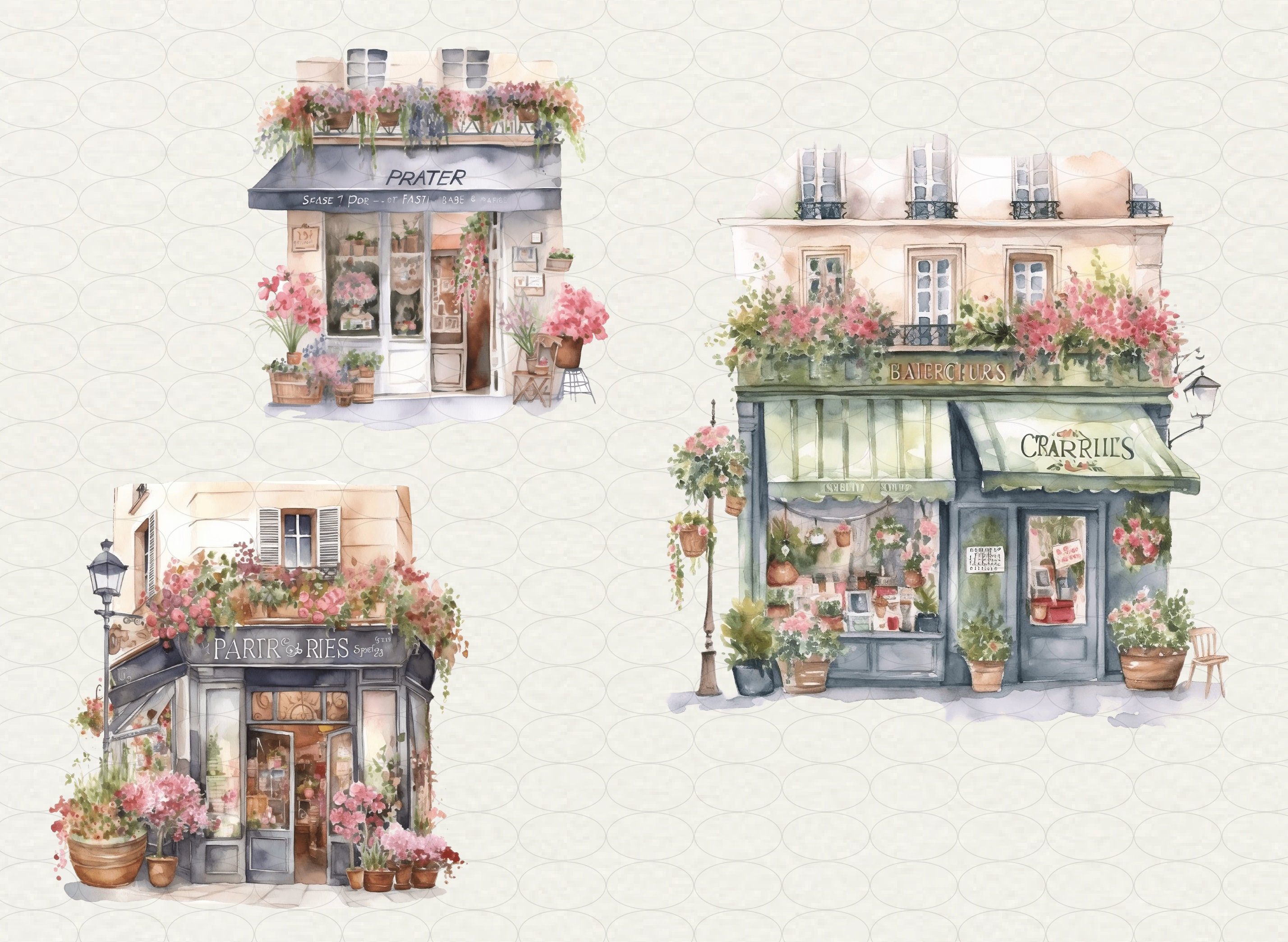 Watercolor Flower Shop Clipart: Spring Bouquets, Paris Florals (15 PNG ...