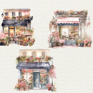 Watercolor Flower Shop Clipart: Spring Bouquets, Paris Florals (15 PNG ...