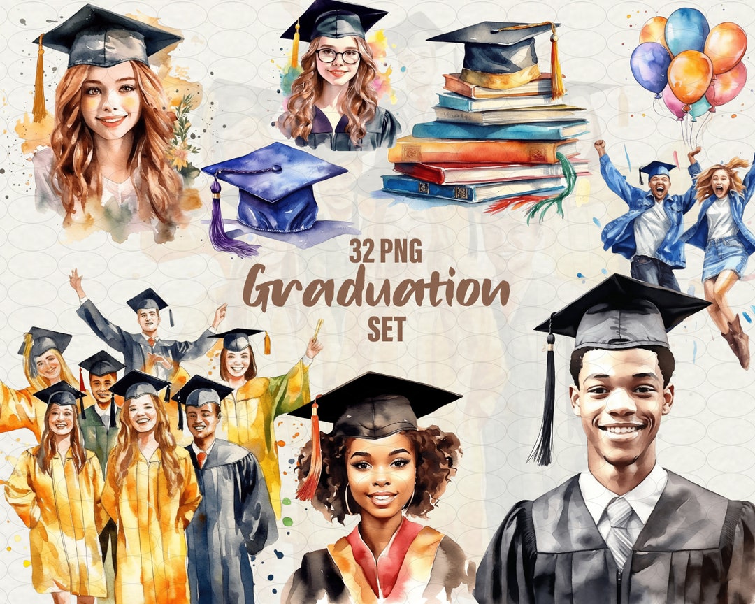 Graduation Clipart. Student Watercolor, School and University Clip Art ...