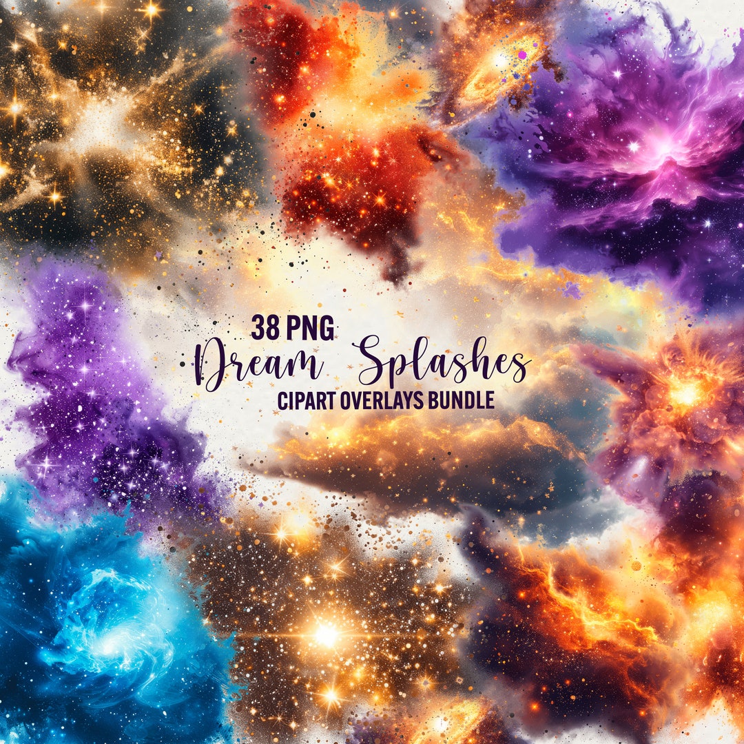 Dreamy Nebula Splash Overlays: 38 Galaxy PNG Clipart (digital Download ...