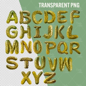 Pickles Alphabet Clipart, 36 Png Pickle Font, Pickle Letters and ...