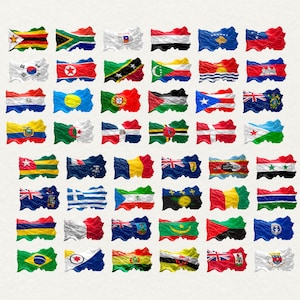 World Flags Clipart: 254 National Flags PNG Graphics (digital Download ...