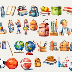 Watercolor School Clipart: Back to School Mega Bundle (95 PNG) - Etsy