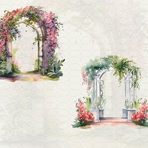 Watercolor Wedding Flower Arch Clipart, Wedding Ceremony Flowers ...