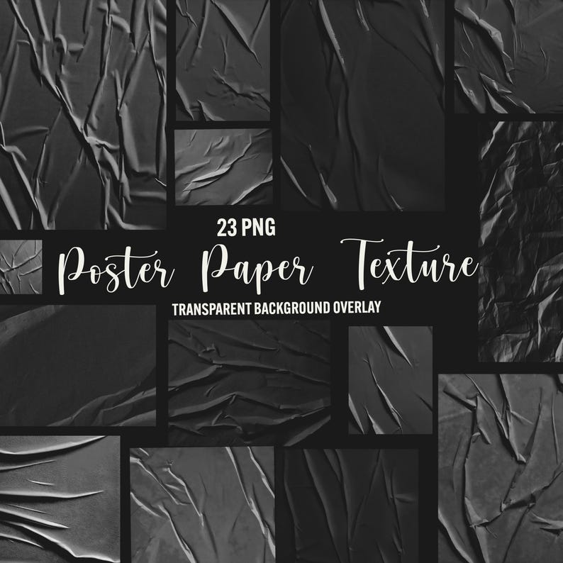 Crumpled Poster Paper Textures: 23 PNG Transparent Photo Overlays ...