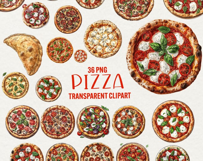 Pizza Clipart, Pizza Clip Art, Watercolor Pizza Watercolor, Watercolor ...