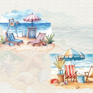 Sunset Beach Watercolor Clipart: Summer Ocean PNG Set (14 Files) - Etsy