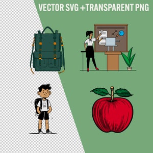 School Clipart Bundle, Back to School Png, School Clip Art Svg, School ...