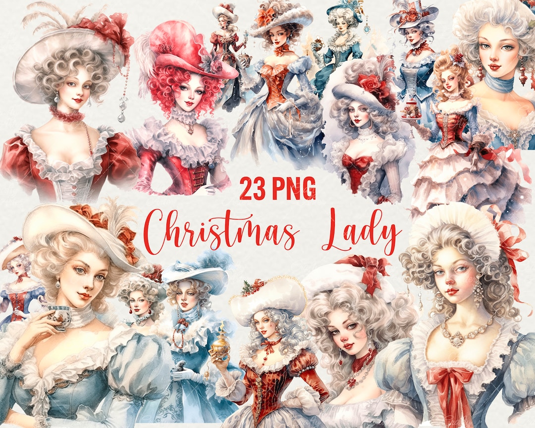 Watercolor Christmas Ladies Clipart, Princess Clipart, 23 PNG ...
