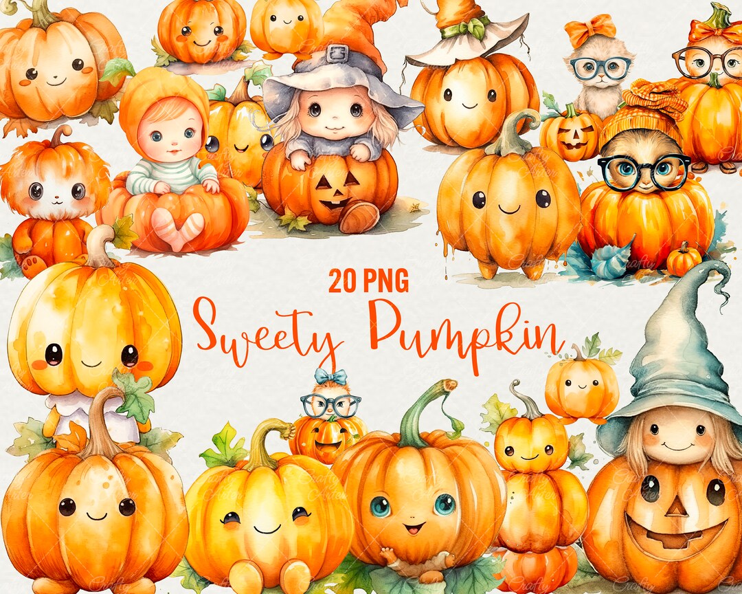 Watercolor Pumpkin Clipart, Halloween Illustrations (20 PNG) - Etsy