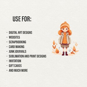 Autumn Girls Clipart, 20 PNG Cartoon Autumn Illustration, Cute Autumn ...