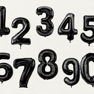 Black Foil Balloon Numbers Clipart: 24 PNG Graphics (commercial Use) - Etsy