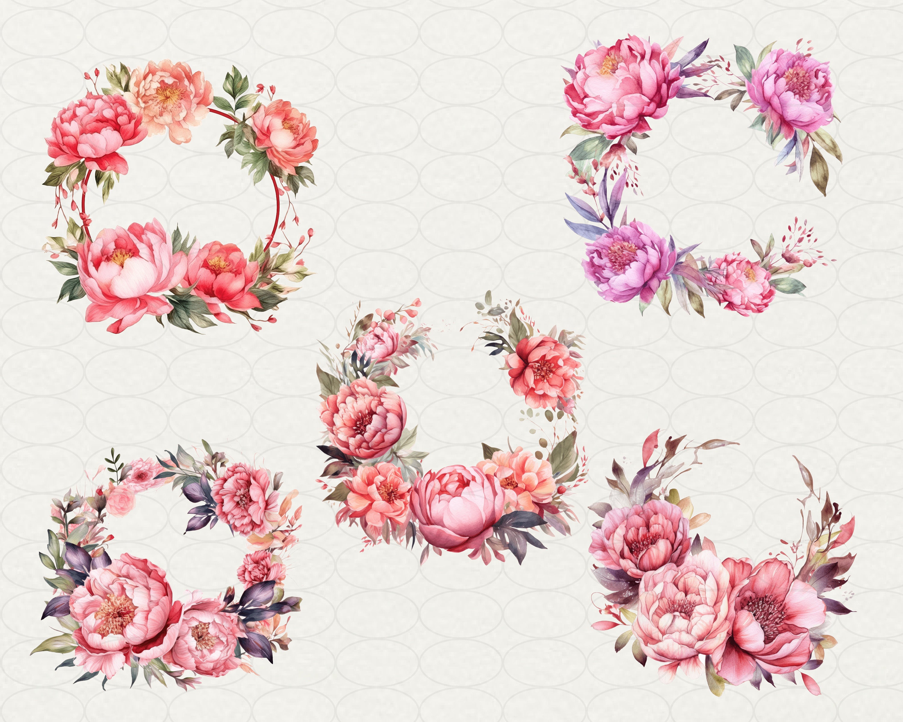 Pink Peonies Watercolor Clipart Summer Flowers Clipart - Etsy