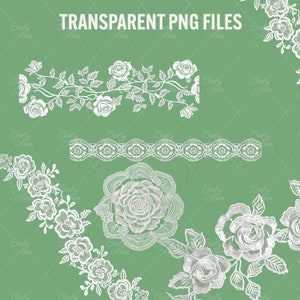 White Lace Overlays Clipart, 38 Png Lace Ornate Embellishments, Vintage ...