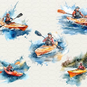 Watercolor Kayaking Clipart: Outdoor Camp & Bonfire (35 PNG) - Etsy