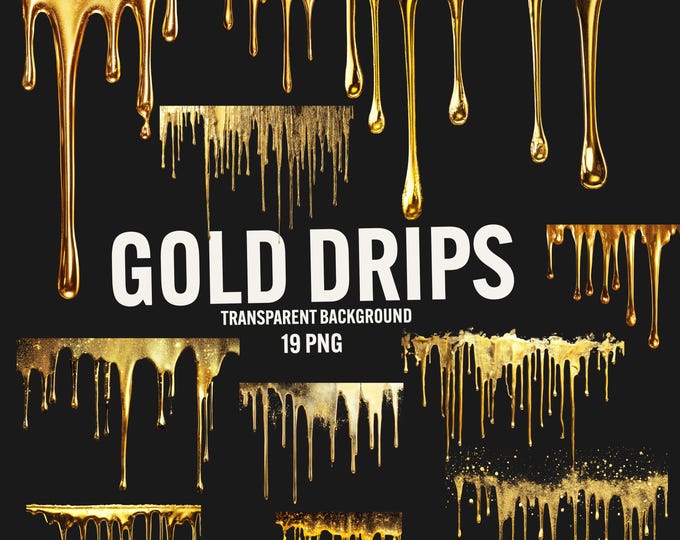Gold Dripping Borders PNG: Clipart Overlays (digital Download) - Etsy ...