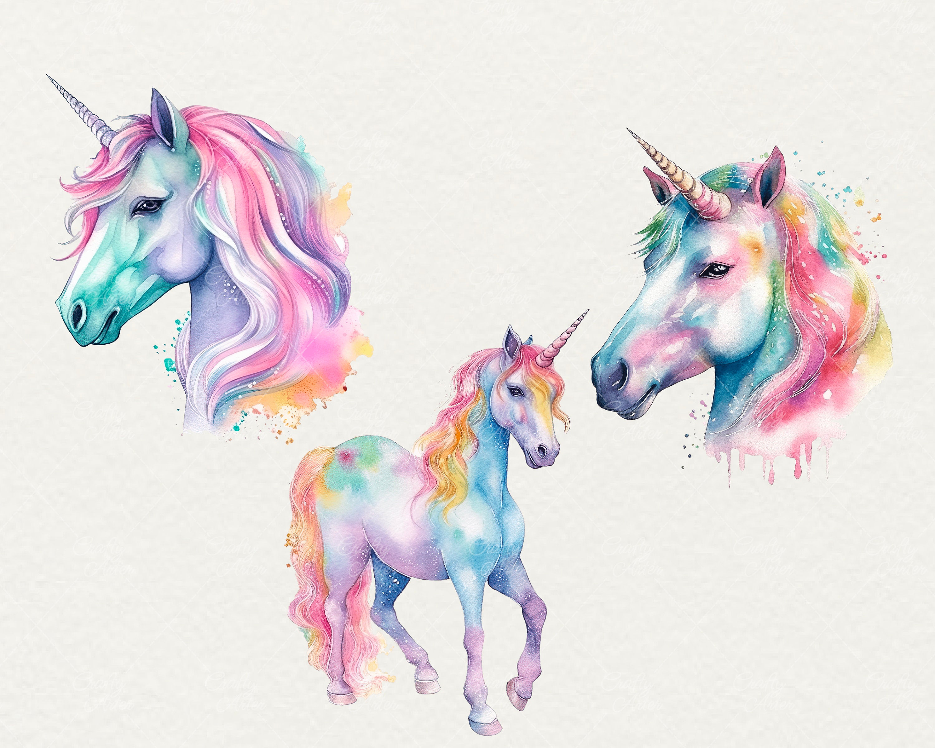 Cute Unicorn Clipart Pastel Unicorn Сlip Art Fantasy - Etsy