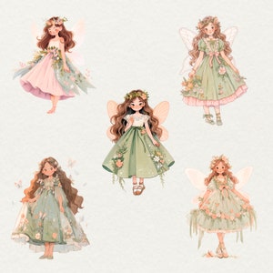 Watercolor Garden Fairy Clipart, 21 Png Spring Floral Fairies, Fantasy ...