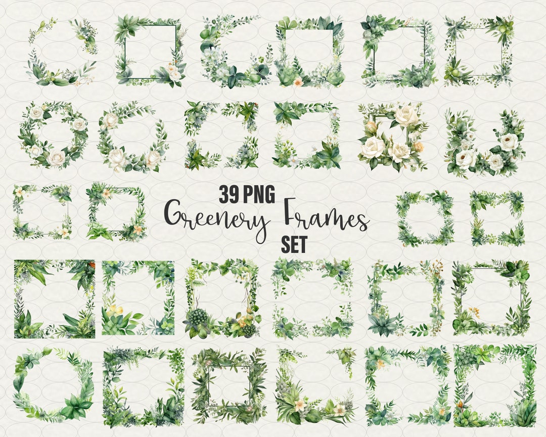 Greenery Frame Clipart, Summer Flowers Frames, Floral Boarder Frame, 39 ...