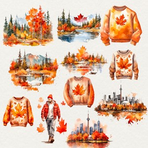 Watercolor Autumn Canada Clipart: 56 PNG Landscapes (commercial Use) - Etsy